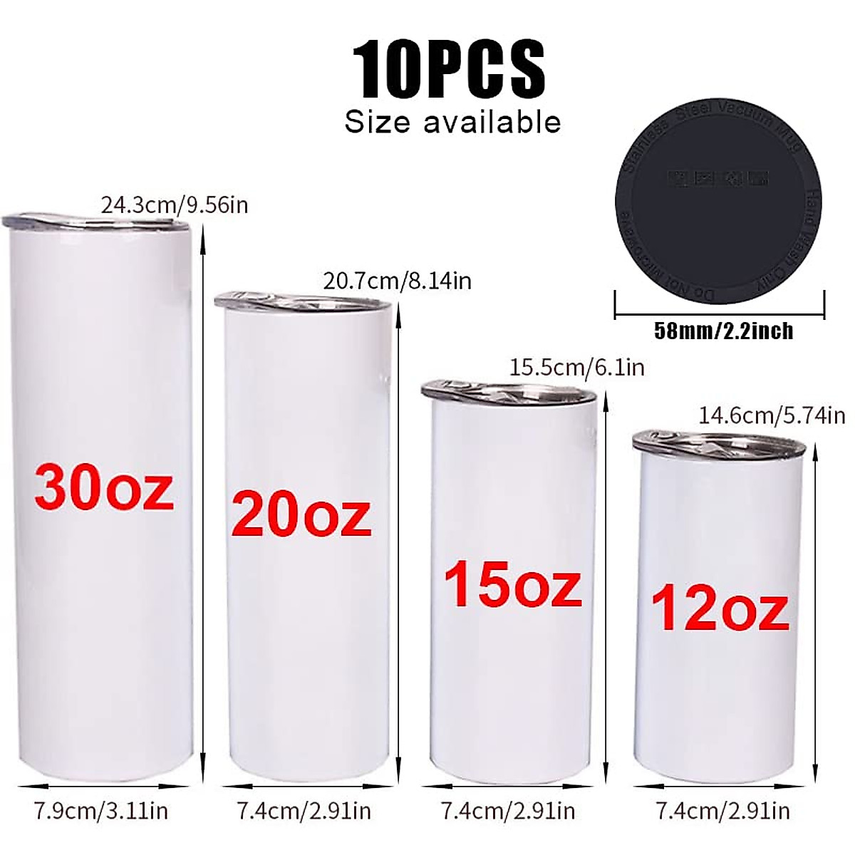 KINBOM 10pcs Rubber Bottoms for Sublimation Tumblers, Skinny Tumbler Rubber Bottom Pads Bulk for 20 oz Tumbler Protective Silicone Bottoms for Tumblers Straight Wine Tumblers 12/15/17/20/30oz (56mm)