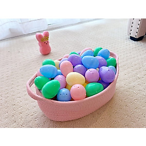 GiftExpress 2 Pack Pink Woven Basket - 13" x 8" x 5" Cotton Rope Organizing Baskets for Baby Items or Cat & Dog Toys - Cute Soft Gift Storage Bin w/ Handles