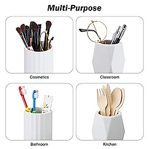 2 Pieces Silicone Pencil Holder Geometric Pen Cup Round Pen Container Desktop Pencil Stationary Holders Makeup Brush Holder for School Office Home Desk Supplies