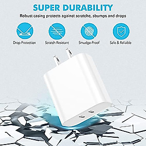 iPhone 14 13 12 Fast Charger[MFi Certified],USB C Charger,2 Pack 20W Dual USB C Wall Charger Block with 10 FT Long Type C to Lightning Fast Charging Cable for iPhone 14 13 12 11 Pro Max XS XR X 8,iPad