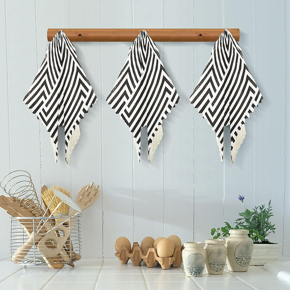 FRODOTGV Geometric Pattern by Stripes Microfiber Drying Towel Kitchen Decorative Kitchen Tea Towel Kitchen Terry Dish Cloths Kitchen Cotton Hand Towels