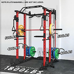 ER KANG Multi-Functional Power Rack, Power Cage with Dual Pulley System, Strength Training Squat Rack Home Gym Fitness