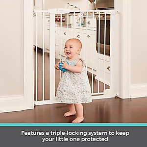 Toddleroo by North States Tall Bright Choice Auto-Close Baby Gate with Door. Pressure Mounted Baby Gate for Doorways, Child Gate Fits Openings 29.75” to 40.5” Wide. (36" Tall, White)