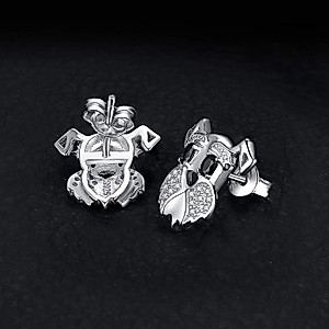 JewelryPalace Schnauzer Terrier Dog Puppy Pet Stud Earrings for Women, Genuine Black Spinel Womens Earrings, 14k Gold Plated 925 Sterling Silver Earrings for Women, Hypoallergenic Earrings Earings Set