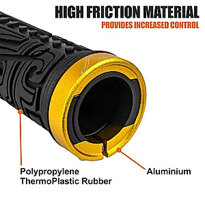 BV Bike Handlebar Grips, Double Lock-on Bicycle Grip Handle Bar End Holding Locking Grips, for MTB, BMX, Mountain, Downhill, Folding Bike (Gold)