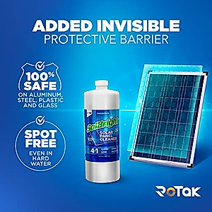 Rotak SolBright 4-in-1 Solar Panel Cleaner Concentrate For PV Solar Panels Spot Free Quick Dry Non-toxic Cleans Up to 10 Solar Systems (32 oz)
