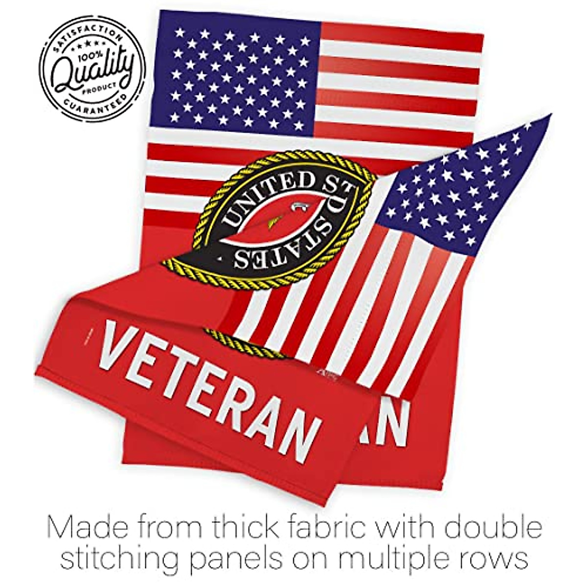 US Marine Corps Veteran Garden Flag - Set with Stand Armed Forces USMC Semper Fi United State American Military Retire Official - House Banner Small Yard Gift Double-Sided Made in USA 13 X 18.5