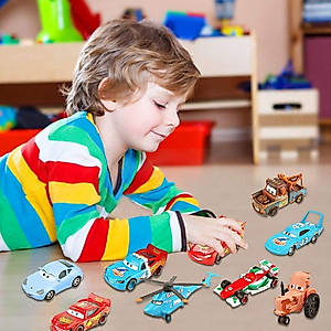 Hannaier Cars, Lightning McQueen car Toy 1:55 die-Casting car Metal Alloy boy Kid Toy (Sheriff), Small