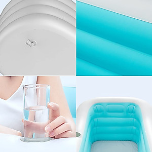 ZONAKS Portable Inflatable Bathtub with Built-in Electric Pump, Large Ergonomic Backrest Freestanding Bath Tub for Adult Home Spa and Hot Bath and Ice Bath, for Indoor & Outdoor, White