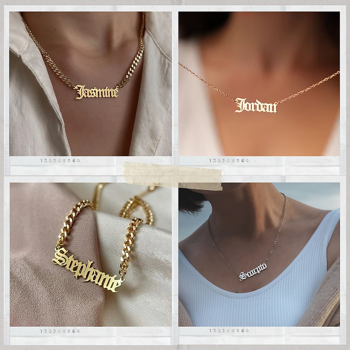 Demijewelry Custom Name Necklace Personalized Gold Name plate Customized s Jewelry Gothic Old English Font Style For Women Men
