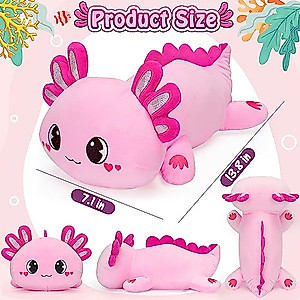 Officygnet Axolotl Plush, 13" Soft Stuffed Animal Plush Toy, Cute Axolotl Plush Pillow, Kawaii Plushies Dolls for Kids, Pink Axolotl Gift for Girls Boys