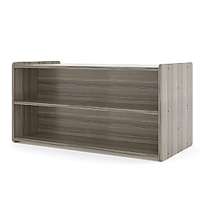 Tot Mate Preschool Double-Sided Wooden 2-Shelf Storage Organizer - Classroom Furniture for Daycare and Playroom, 46" W x 23.5" H (Shadow Elm Gray, Ready-to-Assemble)