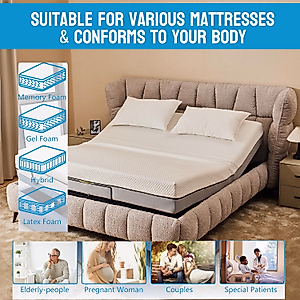 Motorized Upholstered Adjustable Bed Base with Wireless Remote, Head and Foot Incline, Memory Pre-Sets, Anti-Snore, Zero Gravity, Adjustable Leg Heights Bed Frame,Ergonomic Positioning (Queen)