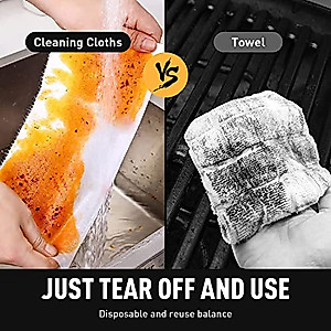 Tohsssik Grill Brush for Outdoor Grill, 17'' Wire BBQ Brush for Grill Cleaning, Disposable Cleaning Clothes Included, Grill Cleaning Kit for Grates & BBQ Dishes