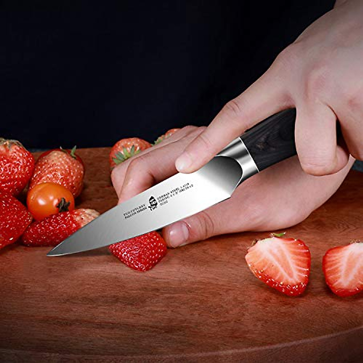 TUO Fruit Paring Knife, Peeling Knife 3.5 inch - German HC Steel - Full Tang Pakkawood Handle - Falcon Series with Gift Box