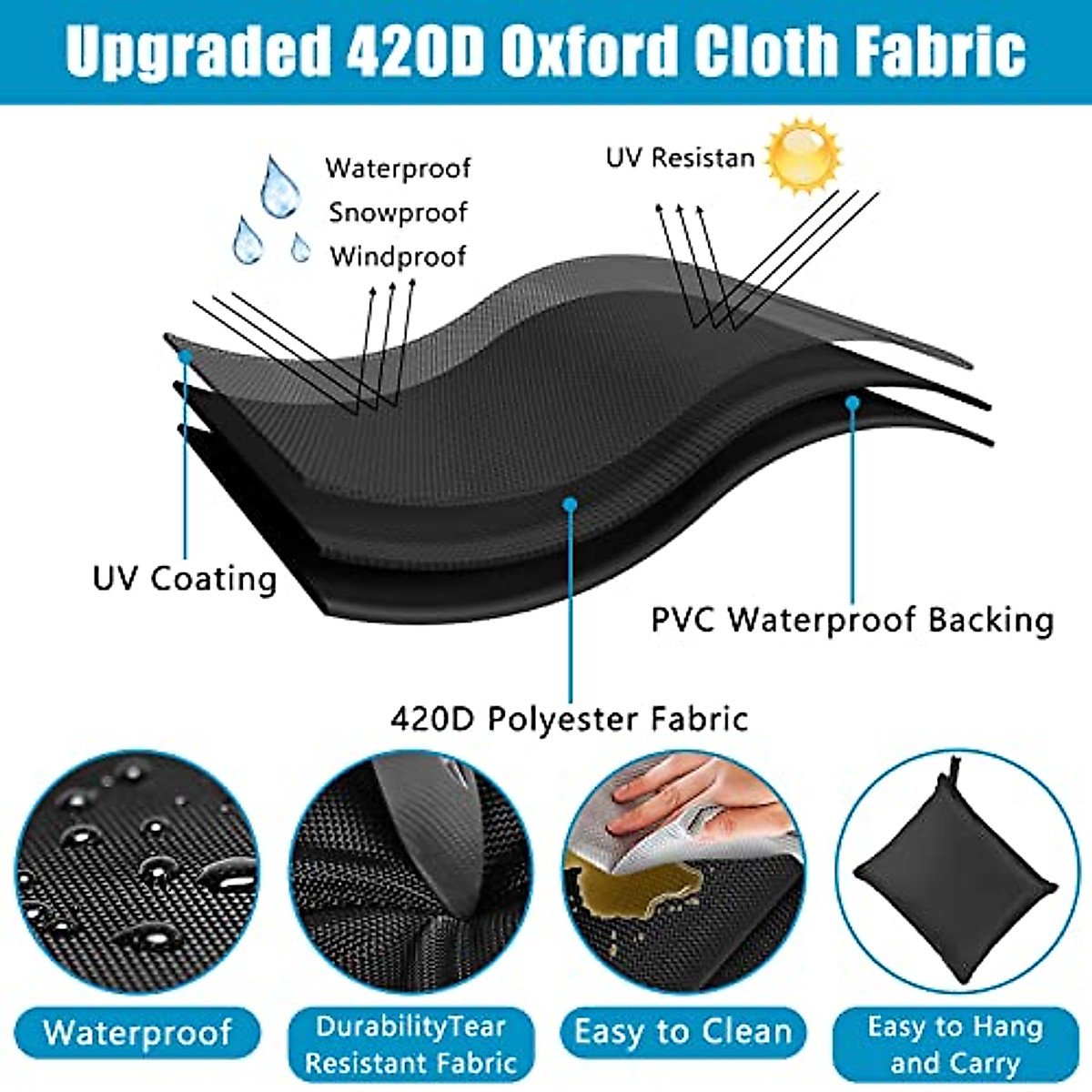 Kovshuiwe Outdoor Zero Gravity Folding Chair Cover Waterproof 2PCS, Folding Chair Storage Covers All Weather, Dustproof 420D Oxford Anti Zero Gravity Chair Cover with Storage Bag, Black