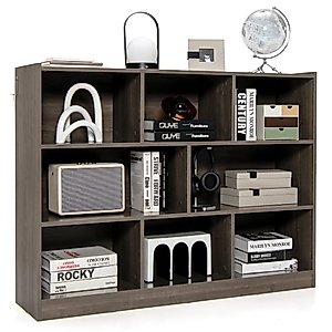 LOKO 3-Tier Open Shelf Bookcase, Floor Standing White Wood Bookshelf for Bedroom, Living Room & Kids Room, 8 Cube Bookcase, 48 x 12.5 x 36.5 (Grey)