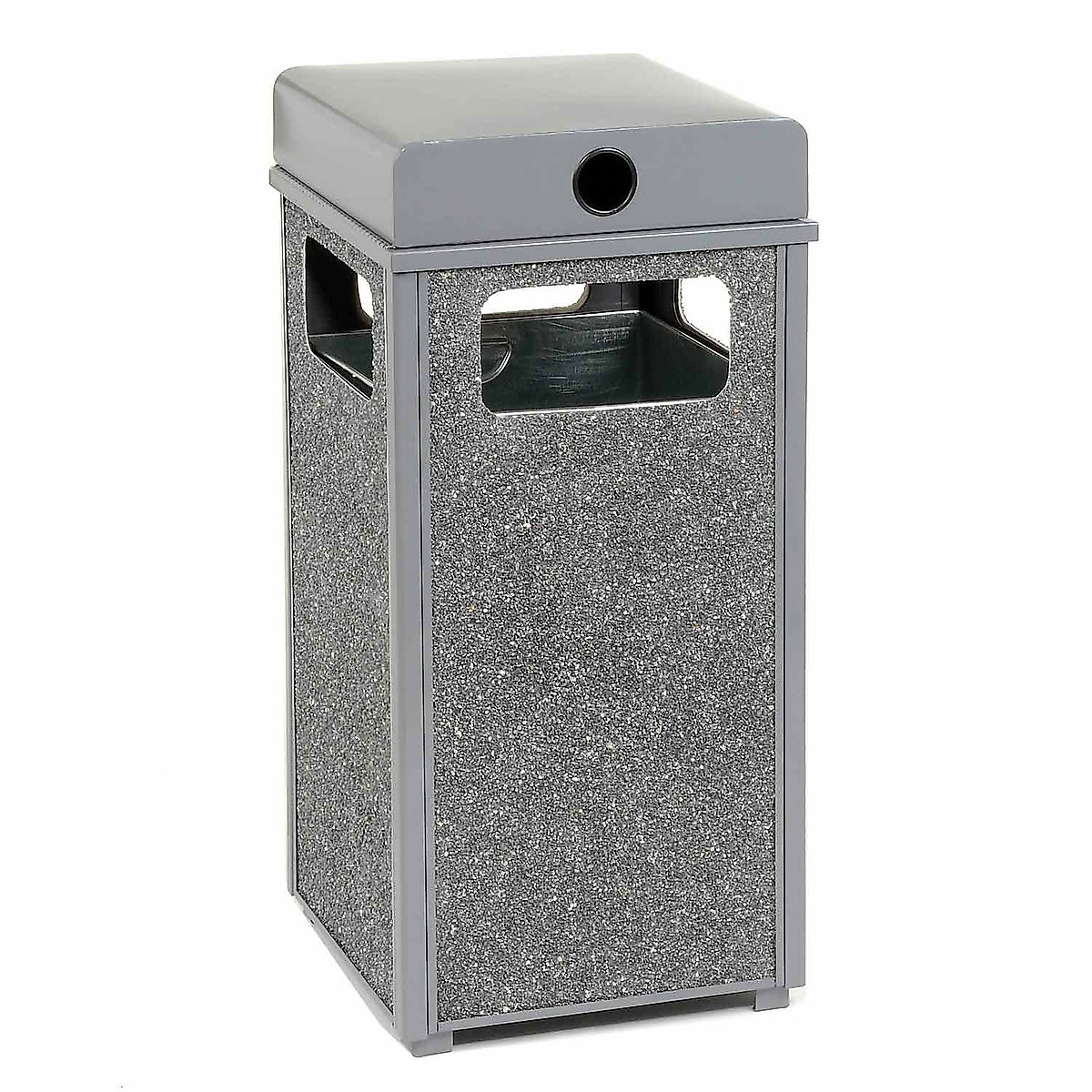Global Industrial Stone Panel Trash Weather Urn, 13-1/2" Square X 35" H, Gray