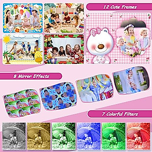 Ourlife Kids Underwater Camera, Selfie Waterproof Cameras Toys for Girls, 1080P 2.4'' Large Screen Cam with 8GB TF Card, Silicone Handle, Fill Light, Christmas Birthday Gift for Girls (Pink)