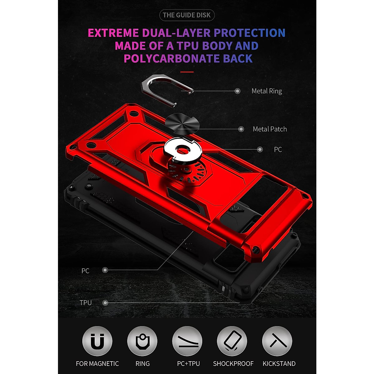 SunRemex for Google Pixel 7 Case with HD Screen Protector [2 Packs], [Not for Google Pixel 7 Pro ], Magnetic Ring Holder Kickstand,[Military Grade] Phone Case for Google Pixel 7 2022 (Red)
