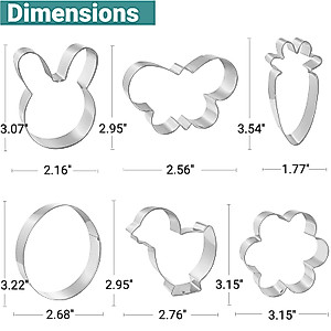 JOB JOL Cookie Cutters 6 PCS, Easter Cookie Cutters, 3'' to 3.5''