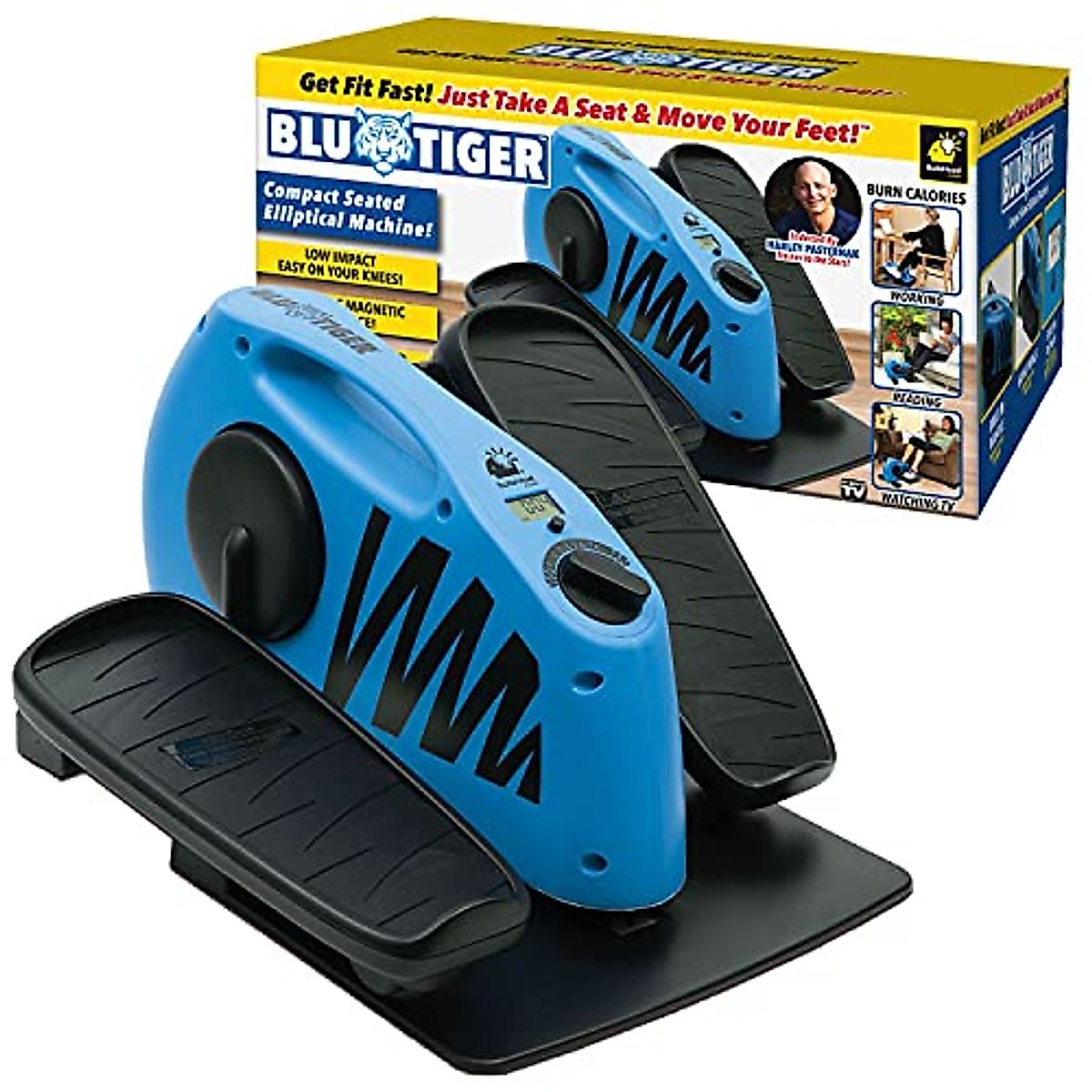 As Seen On TV BluTiger Seated Elliptical Machine - Burn Calories While Working, Reading & Watching TV - Large Pedals - Digital Display - Easily Assembles in Minutes - All Fitness Levels