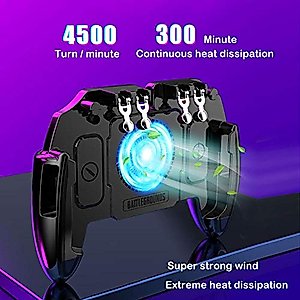 FURZEQIFA PUBG Mobile Controller Joystick Turnover Button Gamepad for PUBG iOS Android Six Finger Operating Gamepad With Cooling Fan