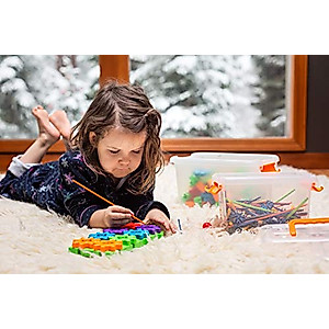 Noble Designs Storage Bins | Medium and Small Set (6q & 3.5q) | Perfect for Toy Set | Office Set | Outdoors and Outings Set | Latches Well | Orange Latches and Folding Handle