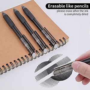 Bewudy 8 Pack Erasable Gel Pens, Retractable Pens Fine Point 0.5 mm Black Ink Pens, Eraser Writing Pens Gel Ink Roller Ball Pens Home Office Stationery Party Gift