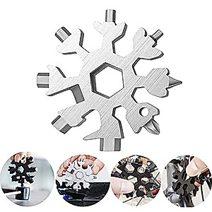 18-in-1 Snowflake Multi Tool, Stainless Steel Snowflake Bottle Opener/Flat Phillips Screwdriver Kit/Wrench, Durable and Portable to Take, Great Christmas gift(Standard, Stainless Steel). (Silver)