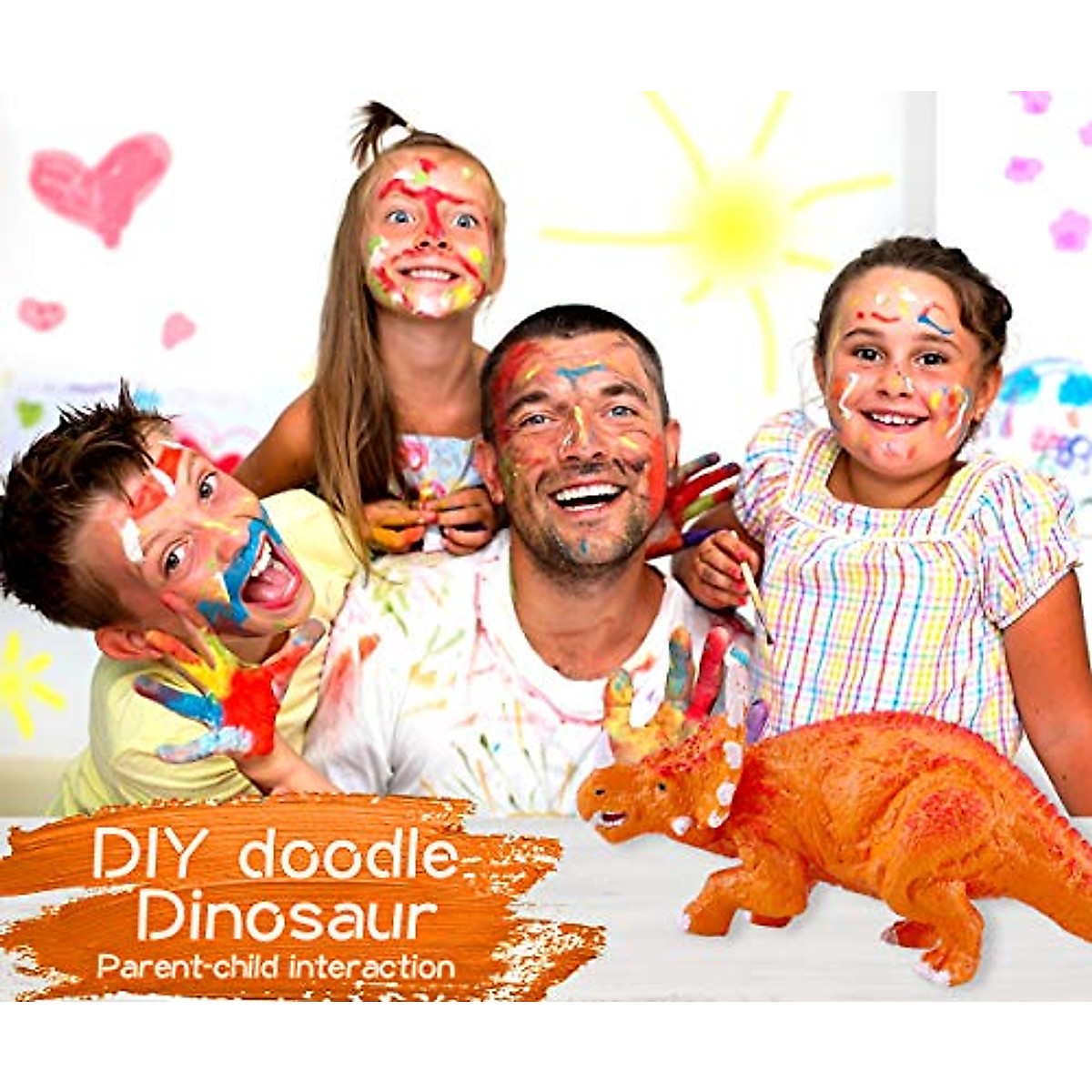 ANCHWN Dinosaur World Painting Kit - 35 Pcs Dinosaur Arts and Crafts Set for Boys Girls Age 4 5 6 7 8Years Old Kid Creativity DIY Gift Easter Paint Your Own Dinosaur Animal Set