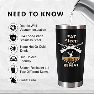 EchoMaven Hunting Gift for Men - Unique Deer Hunter Tumbler 20oz - Eat Sleep Hunt Repeat