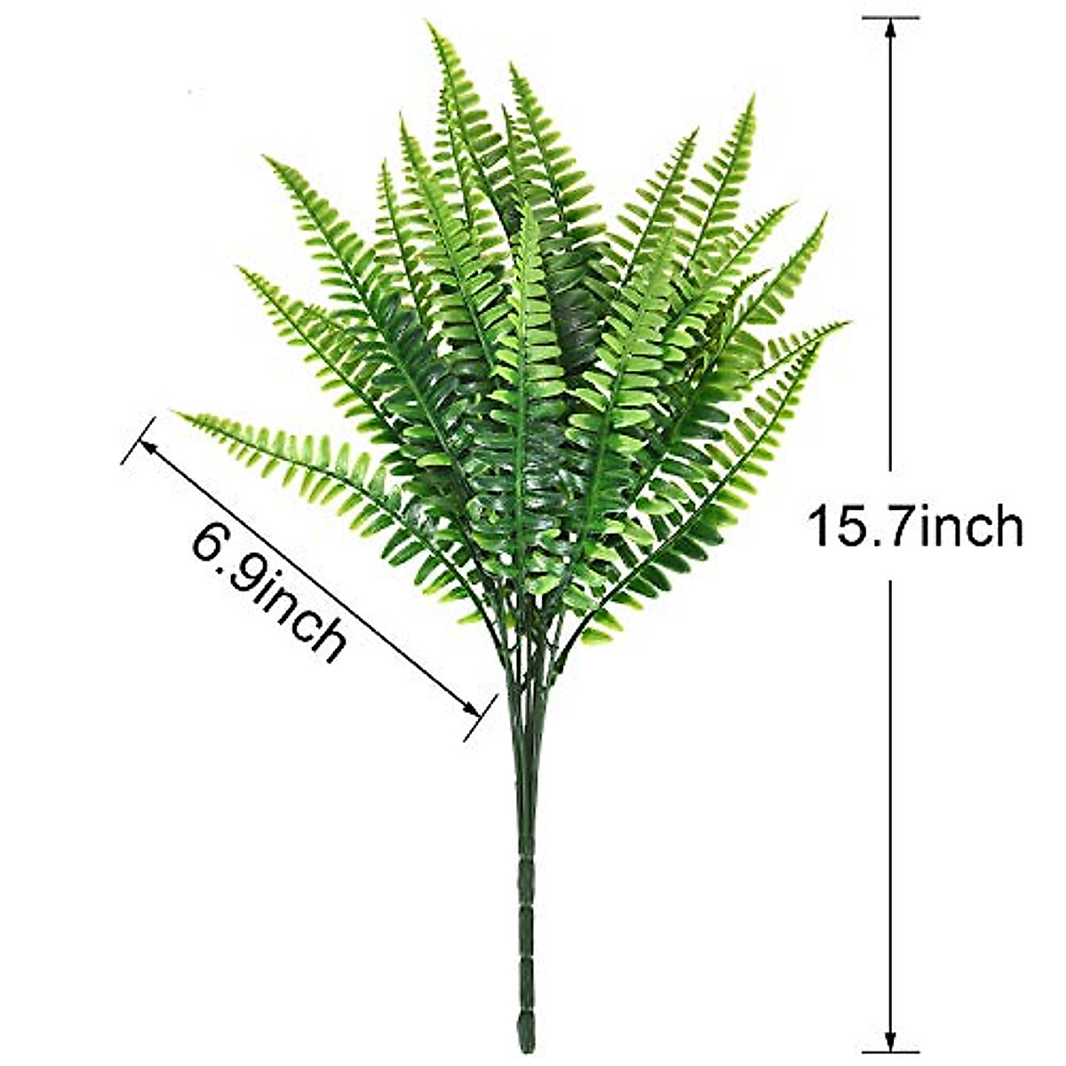 Artflower 6 PCS Artificial Shrubs Fake Boston Fern Plants Natural Fern Bushes UV Resistant Greenery Bunches Faux Plants Shrubs for Home Office Veranda Garden Indoor Outdoor Decor, Green