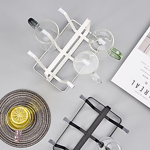 Alunsito Glass Cup Drying Rack, Nordic Style Wine Glass Drying Rack, Coffee Cup Holder, Water Bottle Organizer Metal Stand, Suitable for Home, Office, Kitchen, Black