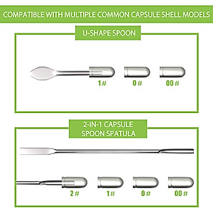 10 PCS Capsule Filling Tool Kit for Pill Filler - Lab Scoops 000# 00# 0# 1# 2# Lab Spoons Tool Suitable for Medication, Supplements, Turmeric Powder Capsules
