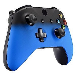 eXtremeRate Shadow Blue Faceplate Cover, Soft Touch Front Housing Shell Case, Comfortable Soft Grip Replacement Kit for Xbox One S & Xbox One X Controller - Controller NOT Included