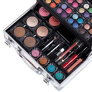 Hot Sugar Makeup Kit for Women Full Kit Teen Girls Starter Cosmetic Gift Set with Cute Mermaid Train Case Includes Pigmented Eyeshadow Palette Blush Lipstick Lip Pencil