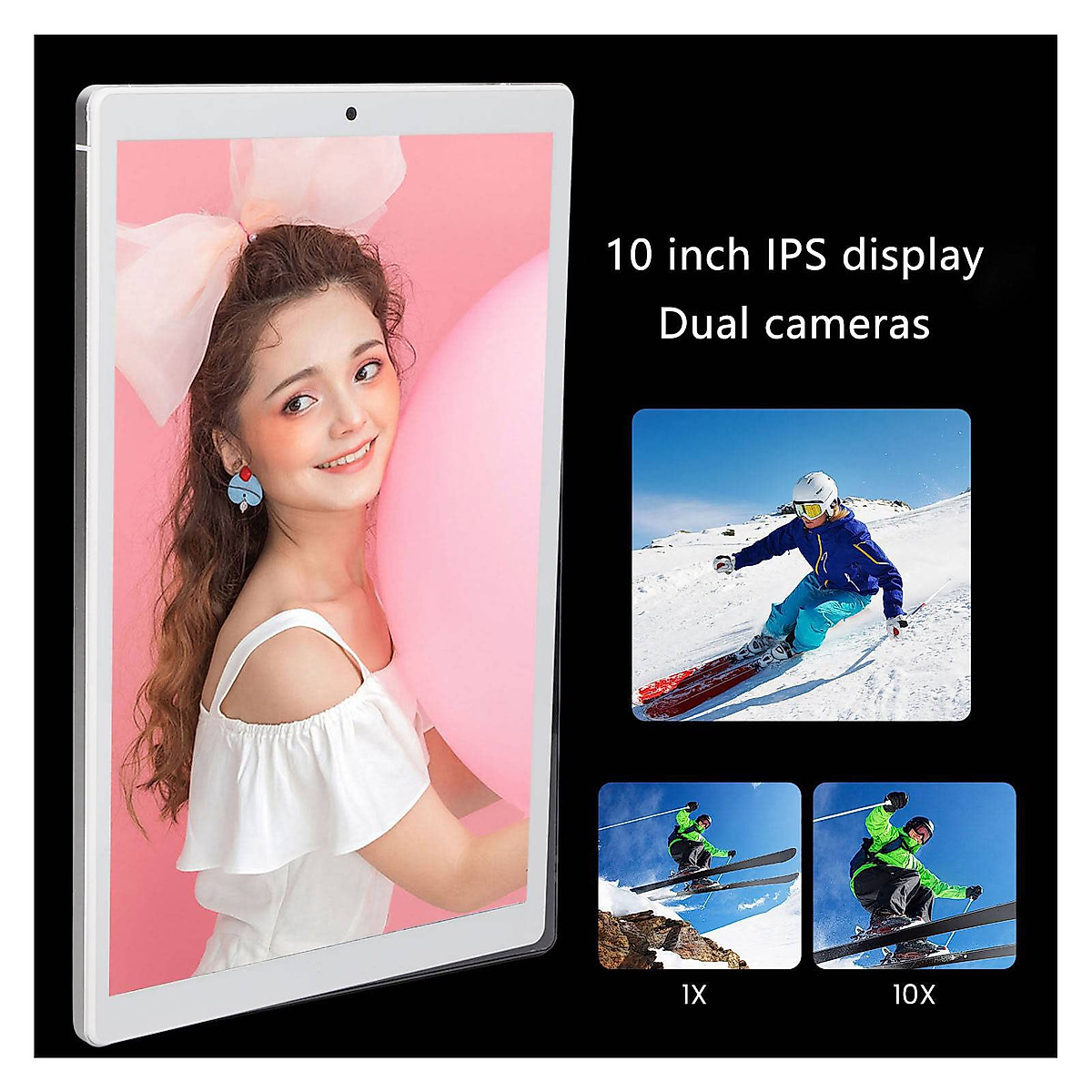 ciciglow 10.1 Inch Tablet, 2GB RAM 32GB ROM, 1280x800 HD IPS Display, Octa Core Processor, 2 MP+5 MP Camera, 6000MAh, 2.4G 5G Dual Band WiFi, GPS, for Android 12 (White)