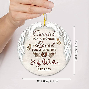 TheUnifury Personalized Memorial Ornament Baby Angel Ornament - Carried for A Moment Loved for A Lifetime - Infant Loss, Stillbirth, Stillborn, Miscarriage