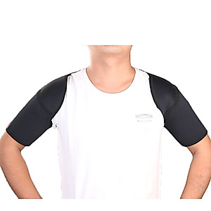 Adjustable Sports Back Shoulder Brace Shoulder Pad Wrap Support Belt Single Sports Pretector - G08 by Mumian Black (Black)