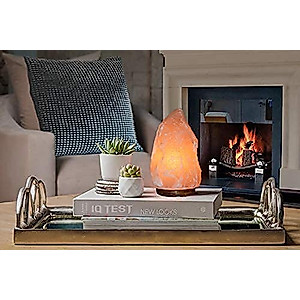 7 Inch Himalayan Salt Lamp with Dimmer Cord - Night Light Natural Crystal Rock Classic Wood Base Authentic from Pakistan