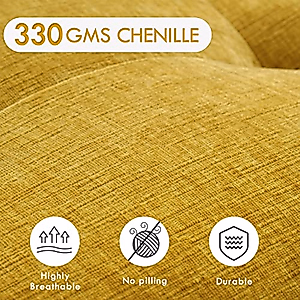 LANELIFE 79" W 3-Seat Sofa, L Shaped Sectional Sofa Bed,with Extra Wide Chaise Lounge and Gold Legs, Chenille Couch for Living Room, Apartment and Small Space (Golden)