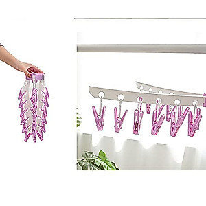 Radefaun Clip and Drip Hanger with 36 Clips Plastic Swivel Hook Portable Folding Drying Rack Baby Clothes Hanger Foldable Travel Accessories for Socks Bras Lingerie Towels Underwear Gloves