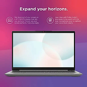 Lenovo Ideapad 3 15.6" FHD (1920 x 1080) Notebook Laptop, Fingerprint Reader, AMD Ryzen 5 5500U up to 2.4 GHz, Hexa Cores, 8GB RAM, 256GB SSD, Bluetooth, HDMI, Win 11, Arctic Grey, EAT Cloth