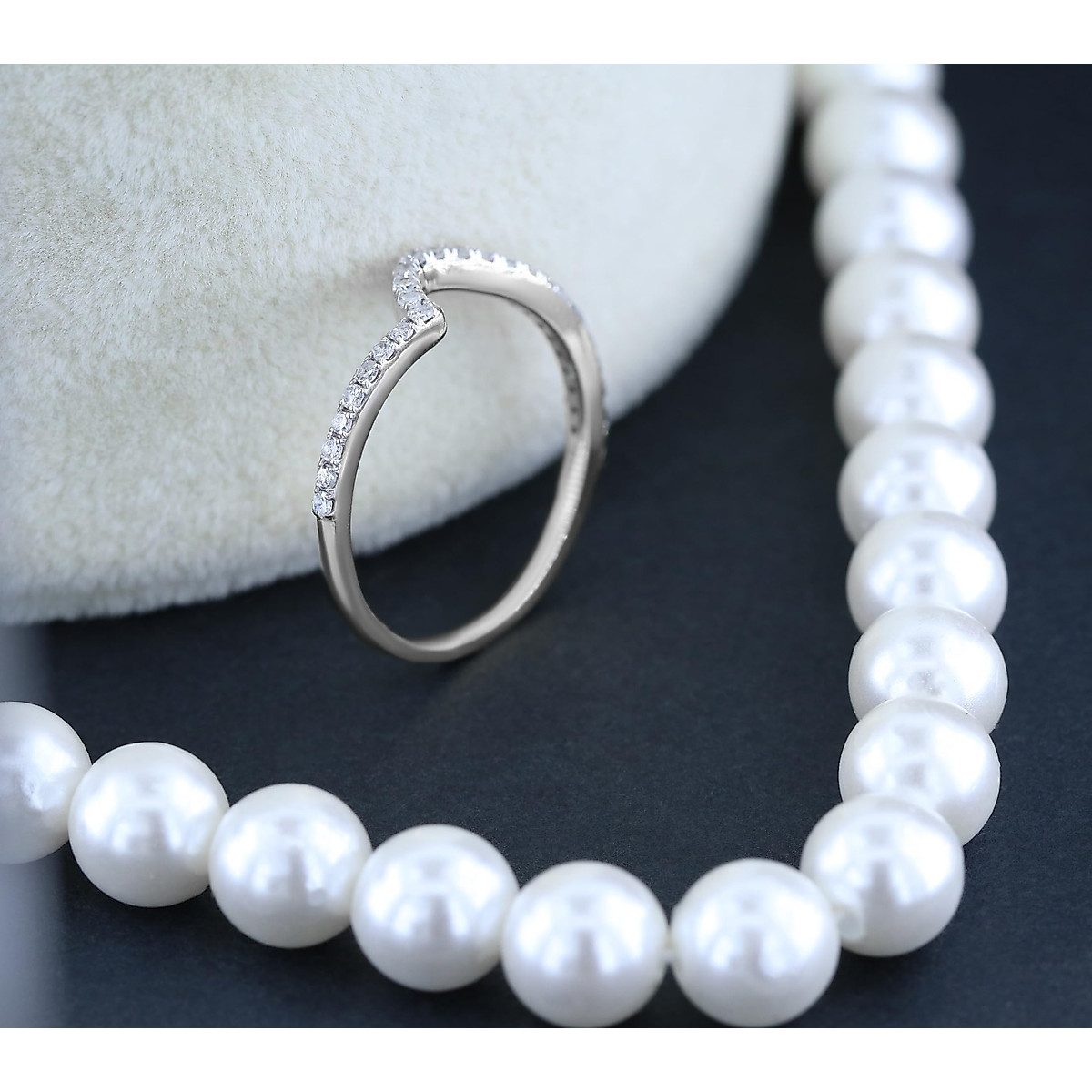 Dazzlingrock Collection Round White Diamond Single Row Curved Wedding Band for Women (0.22 ctw, Color I-J, Clarity I2-I3) in 925 Sterling Silver, Size 5