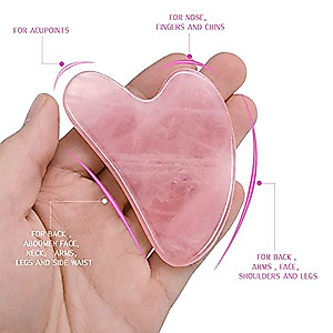 rosenice Gua Sha Set Jade Stone Tools Guasha Tool for Face Skincare Facial Body Relieve Muscle Tensions Reduce Puffiness Festive Gifts