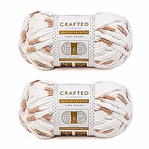 Crafted By Catherine Spot On Chenille Yarn - 2 Pack (56 Yards Each Skein), Tan, Gauge 6 Super Bulky