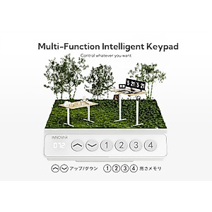 INNOVAR Solid Wood Electric Standing Desk, 55x24 Inches Adjustable Height Stand up Desk with Whole Piece Desktop, Sit Stand Home Office Desk White Frame/Nature Top