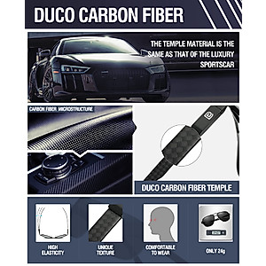 DUCO Aviator Sunglasses For Men Polarized Sunglasses Men UV Protection Carbon Fiber Temple Mens Sun glasses For Driving Black 3051