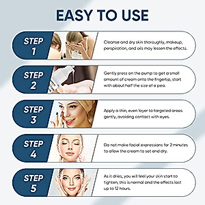 Instant Face Lift Cream, Temporary Skin Tightening Cream to Smooth Fine Lines and Wrinkle, Visibly Firming Loose Sagging Skin for Face and Neck